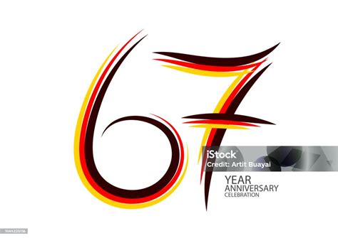 67 주년 기념일 축하 로고 타입 다채로운 선 벡터 67 번째 생일 로고 67 숫자 디자인 배너 템플릿 초대 카드 포스터 티셔츠에 대 한 로고 번호 요소 그래픽 디자인