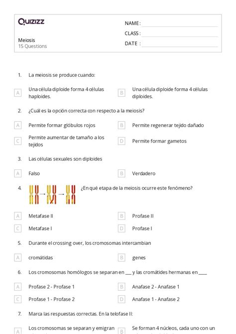 50 Meiosis Worksheets On Quizizz Free And Printable