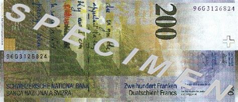 Chf 200 Bill Zweihunderternote
