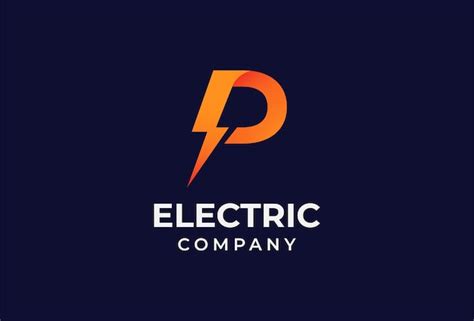 편지 P 전기 천둥 볼트 로고 디자인 벡터 일러스트 레이 션 프리미엄 벡터