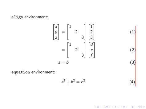 Horizontal Alignment Misalignment Of Equation Numbers In Beamer TeX LaTeX Stack Exchange