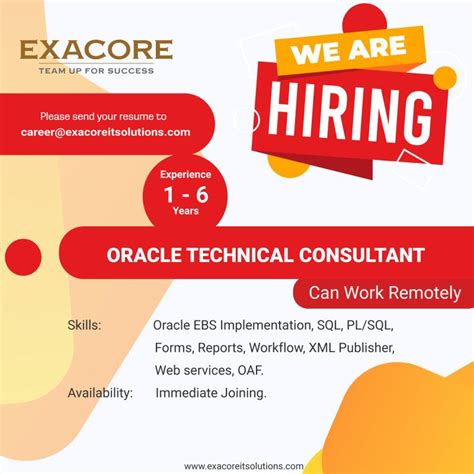 Exacore It Solutions Pvt Ltd On Linkedin Exacorehiring Immediatejoining Oracleconsultant