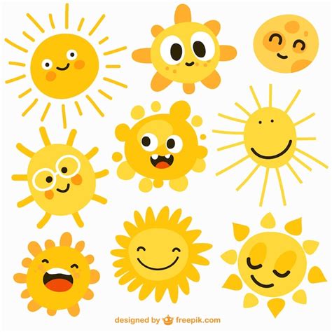 Cartoon Suns Free Vector