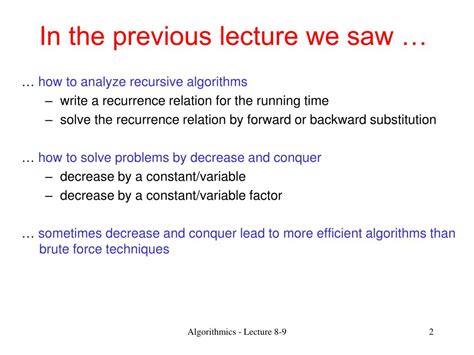 ppt lecture 8 divide and conquer powerpoint presentation free download id 4442955