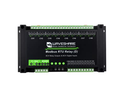 Modbus Rtu 16路继电器模块 Rs485接口 带多种隔离保护电路 工业级 导轨式外壳