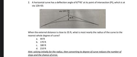 Solved A Horizontal Curve Has A Deflection Angle Of Chegg