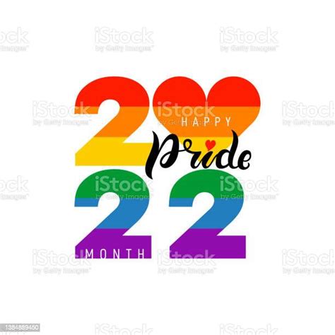 벡터 로고 Lgbtq 2022 자부심 달 무지개 마음 Lgbtq 자부심을 나타내는 자부심 깃발 자부심의 달 6 월 지원의 상징 흰색 배경에 격리 자랑스러움에 대한 스톡 벡터