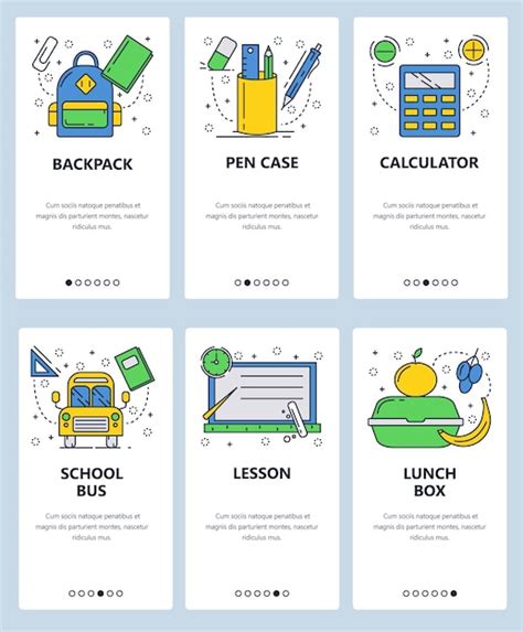 Premium Vector Vector Web Site Linear Art Onboarding Screens Template Education And School