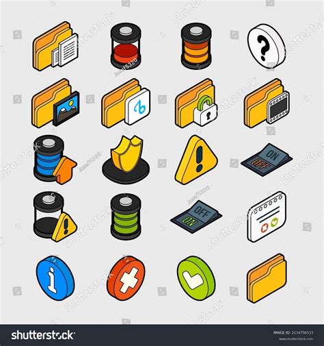Interface Different Signs 3d Isometric Outline Stock Vector Royalty