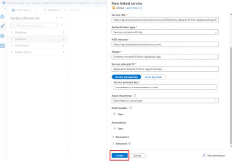 odata service principal authentication for business central encore