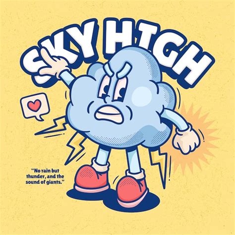 구름 귀여운 유행 복고풍 만화 벡터 손으로 그린 무료 벡터