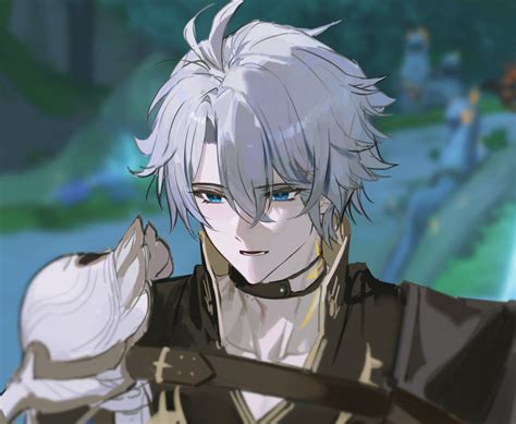 Safebooru 1boy 9boksen Antenna Hair Armor Black Choker Black Shirt