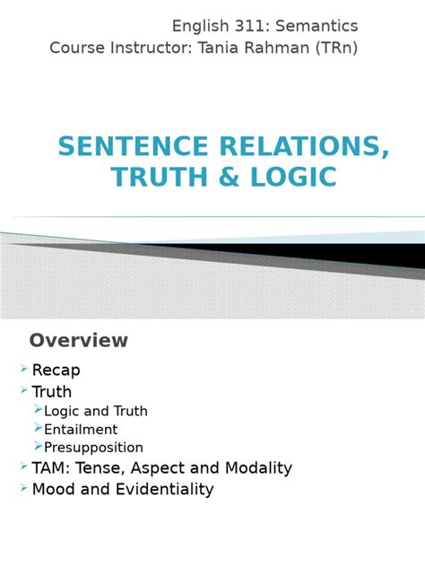 1eng 311semanticslecture 6 Pdf Logic Truth