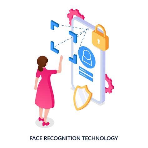 Premium Vector Face Recognition Technology Secure Login To Mobile