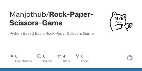 Github Manjothubrock Paper Scissors Game Python Based Basic Rock