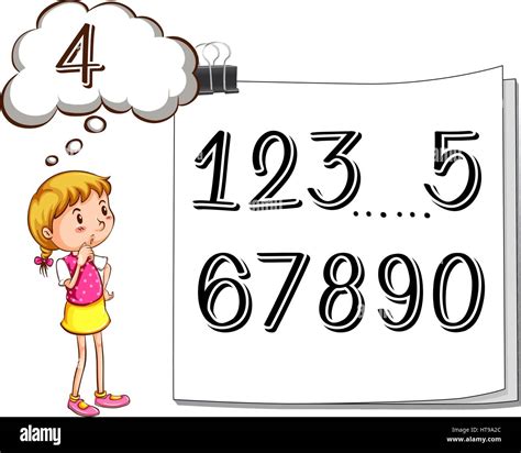 Girl Finding Missing Number Illustration Stock Vector Image Art Alamy