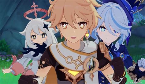 Paimon Aether And Furina Sparkling Eyes Blank Template Imgflip