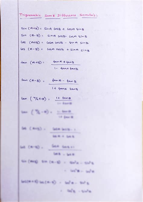 SOLUTION Trigonometric Sum Difference Formulas Studypool