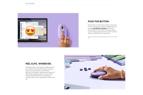 Logitech Pop Mouse With Emoji Wireless And Bluetooth Mouse Lavender เมาส์ไร้สาย สีม่วง ของแท้