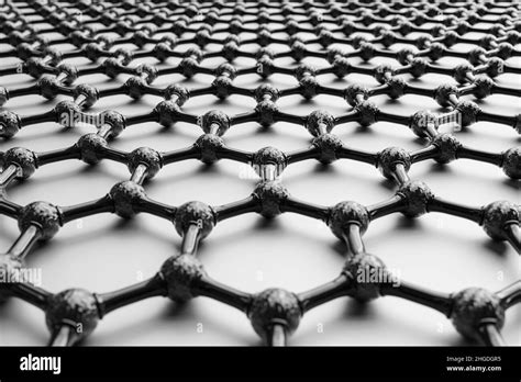 3d Rendering Of Silver Structure Of The Graphene Or Carbon Surface