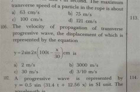 Transverse Speed Of A Particle In The Rope Is About Filo