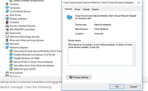 Cisco Vpn Anyconnect Adapter Disappears Cisco Community