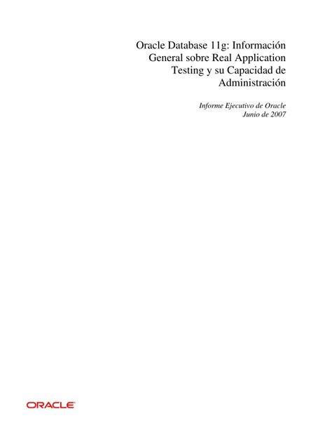 Pdf De Programación Oracle Database 11g Información General Sobre Real Application Testing Y