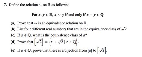 solved define the relation ~ on r as follows for x y r
