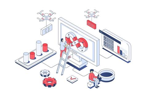 Conceito Devops Em Design Isométrico 3d Equipe De Desenvolvedores