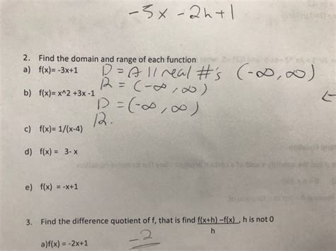 solved 2 a find the domain and range of each function