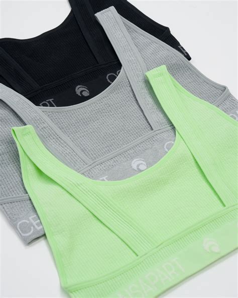 Ariel Seamless Bra Set Deluxe Black Cider Green And Light Grey Melang