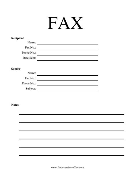 Generic Fax Cover Sheet Pdf Printable