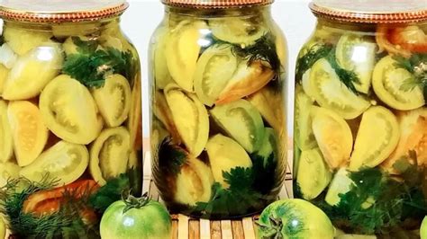 Маринованные Зеленые Помидоры на зиму Дольками Обалденно Вкусно Рецепт без стерилизации