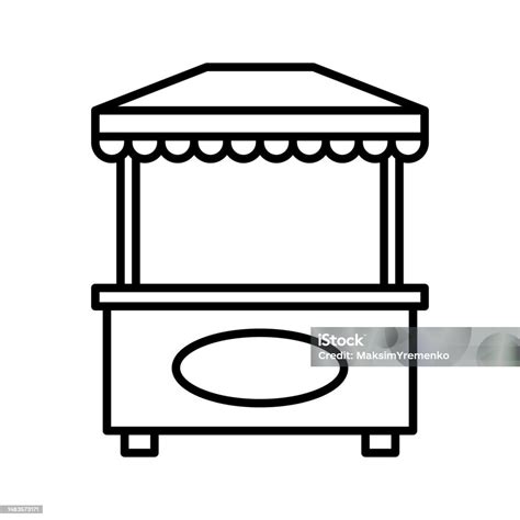 시장 상점 아이콘입니다 하얀 배경에 고립된 길거리 음식 가판대 음식 마구간 거리에 대한 스톡 벡터 아트 및 기타 이미지 거리 건강에 좋지 않은 음식 광고 Istock