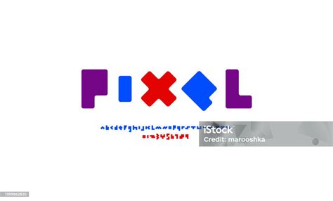 픽셀 라운드 글꼴 트렌디 한 알파벳 간단한 모자이크 스타일로 만든 대담한 문자와 숫자 벡터 일러스트 10eps 로고에 대한 스톡
