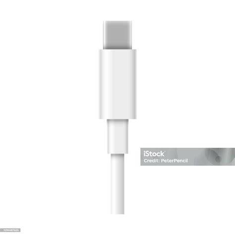 Usb Type C Cable Connector Vector Icon Realistic Illustration Isolated