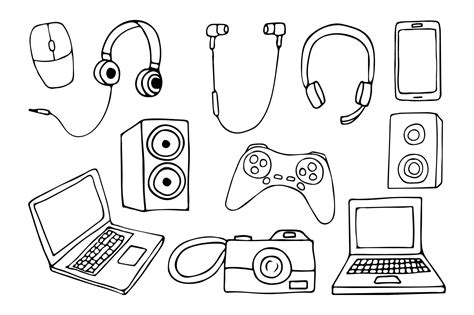 Premium Vector Hand Drawn Gadgets Illustrations Set Doodle Gadgets