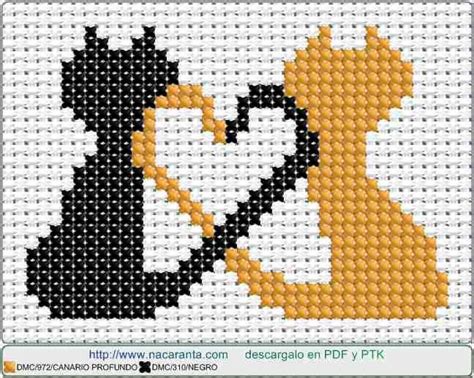 Plantilla Love Cats En Punto De Cruz