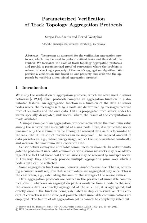 Pdf Parameterized Verification Of Track Topology Aggregation Protocols