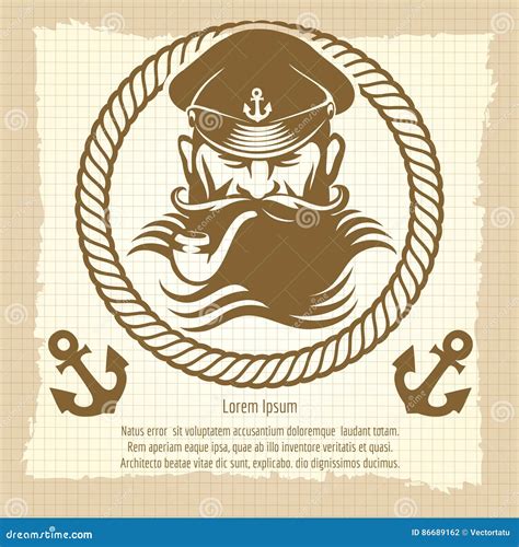 Vintage Poster With Captain And Ancor Stock Vector Illustration Of