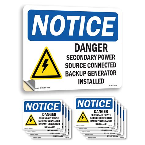 Danger Secondary Power Source With Symbol Osha Notice Vinyl Decal Label 18 Inch X 12 Inch 10