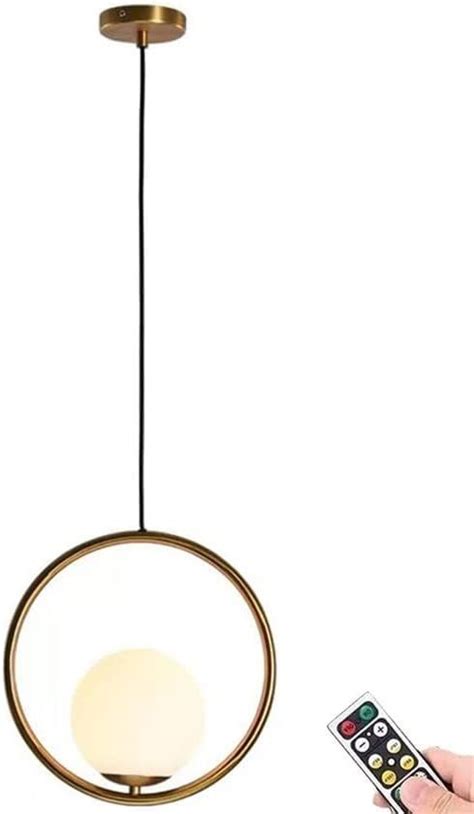 Kefa Modern Not Hardwired Battery Operated Glass Globe Pendant Light