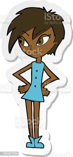 엉덩이에 손을 가진 만화 소녀의 스티커 귀여운에 대한 스톡 벡터 아트 및 기타 이미지 귀여운 기이함 낙서 드로잉 Istock