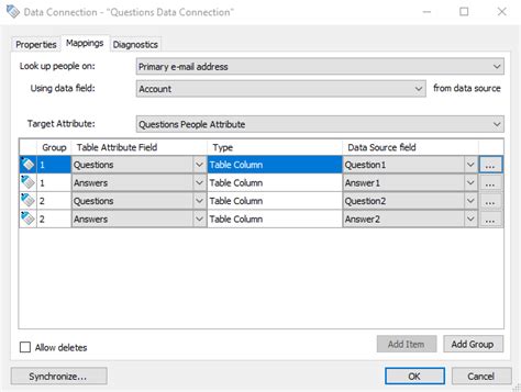 Configure People Table Attributes Data Connections
