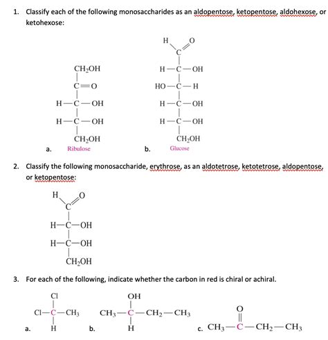 Solved Classify Each Of The Following Monosaccharides As An