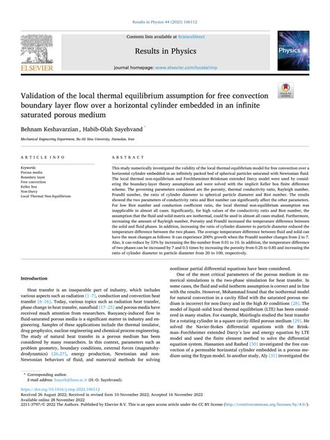 Pdf Validation Of The Local Thermal Equilibrium Assumption For Free