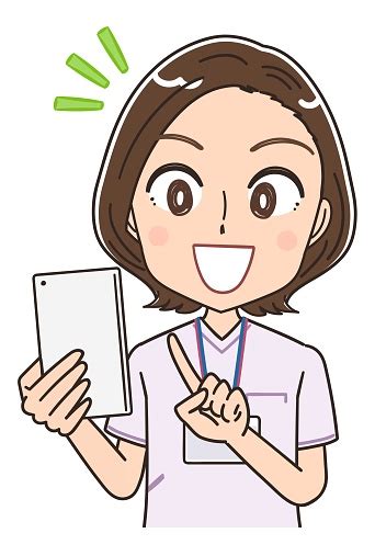 희끄무레한 유니폼을 입은 여성 간호사 그녀는 스마트 폰을 사용합니다 간호사에 대한 스톡 벡터 아트 및 기타 이미지 간호사 건강관리와 의술 등장인물 Istock