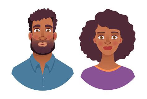 아프리카 남자와 여자의 초상화입니다 아프리카계 미국인 여자 얼굴 감정 남자 표정 벡터 일러스트 레이 션 남자에 대한 스톡 벡터 아트 및 기타 이미지 Istock