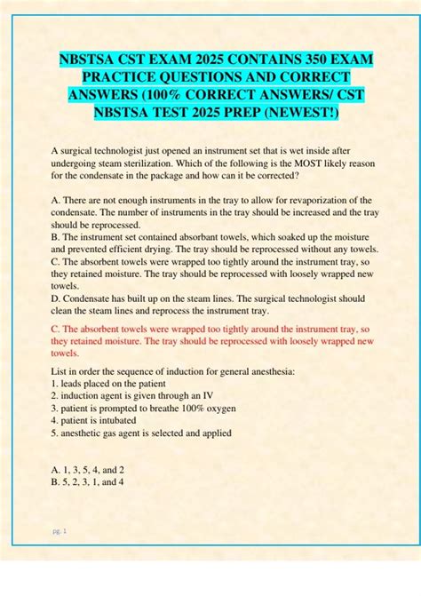 Nbstsa Cst Exam 2025 Contains 350 Exam Practice Questions And Correct Answers 100 Correct