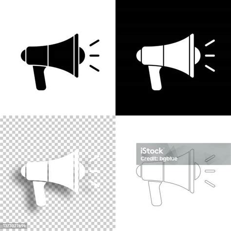 확성기 디자인 아이콘입니다 빈 흰색 및 검은색 배경 선 아이콘 검정색 배경에 대한 스톡 벡터 아트 및 기타 이미지 검정색 배경 아이콘 마케팅 Istock